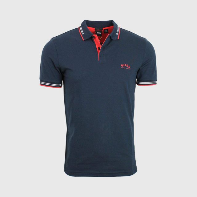 Hugo Boss Mens Slim Fit Polo Paul Curved Dark Blue