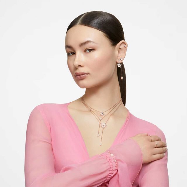 SWAROVSKI Constella ring Set (2), Round cut, White, Rose gold-tone plated SWAROVSKI Constella ring Set (2), Round cut, White, Rose gold-tone plated
